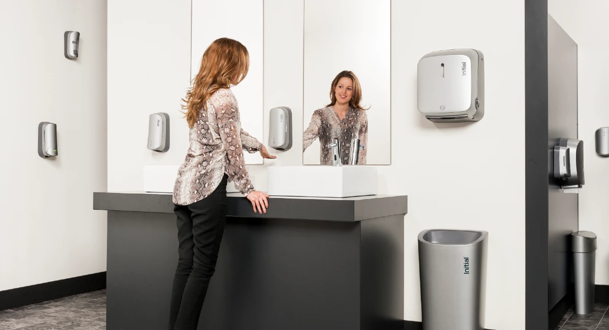 Instruction on how to use free vending consumables in washrooms | Initial